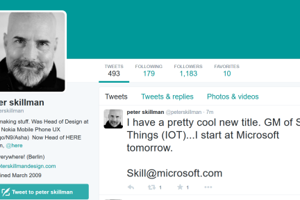 HERE 设计负责人，前 Palm 设计主管 Peter Skillman 加入微软，任职物联网主管-36氪