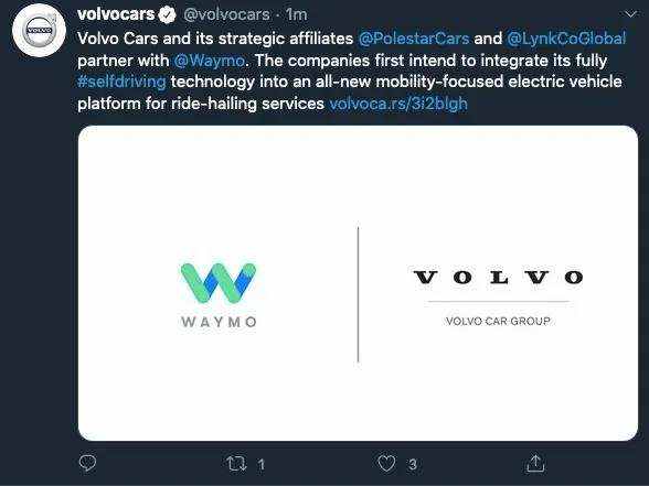 沃尔沃与Waymo达成全球战略合作，加码L4级自动驾驶-36氪