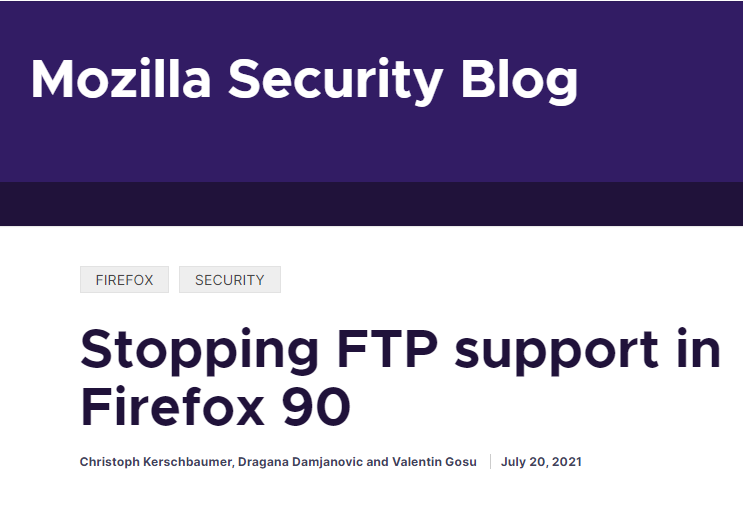 FTP 时代已逝：Firefox、Chrome 等多个浏览器均已弃用-36氪