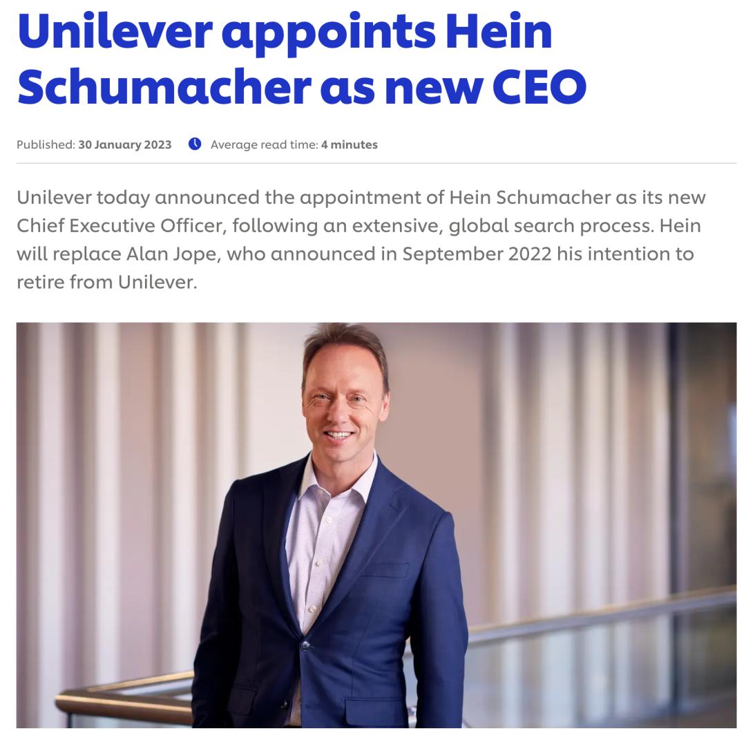 刚刚，联合利华任命新CEO，他又是一位中国市场的“老熟人”-36氪