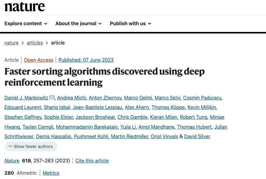 Nature重磅：Google DeepMind推出AlphaDev，可自主构建C++排序算法，或将加速全球计算-36氪