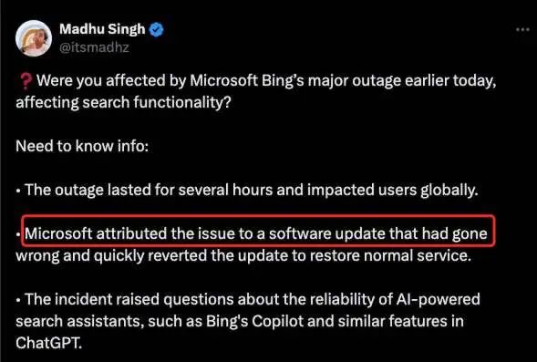 又翻车，微软一次更新引爆大规模连锁反应，Bing、Copilot等多个软件集体宕机五小时-36氪